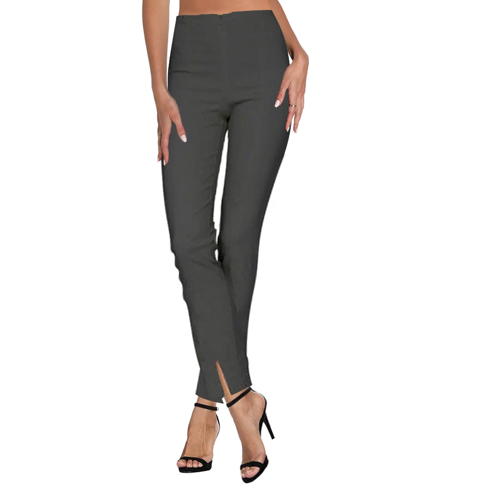 Klaveli Pants with Front Ankle Slits and Front Zipper in Steel Grey ...