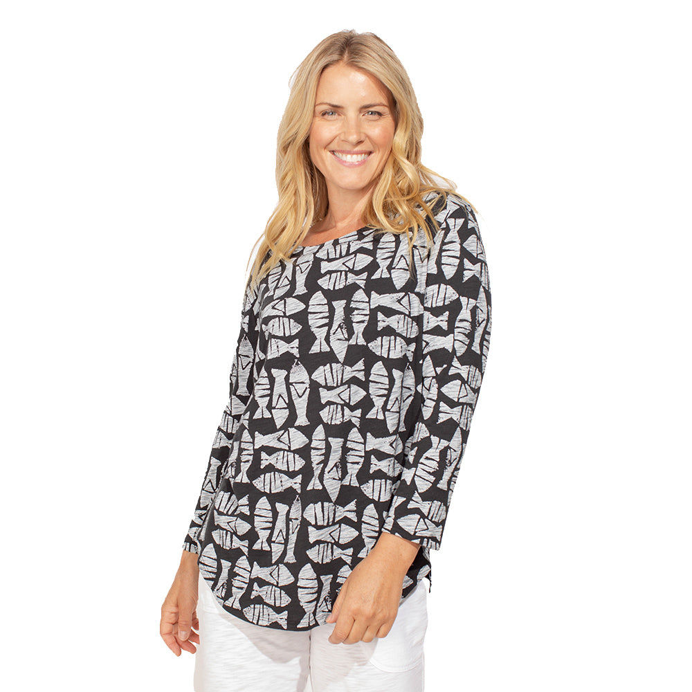 Block Print Fish Tee in Black - 10104-BLK - Size XXL Only! – Shop My ...