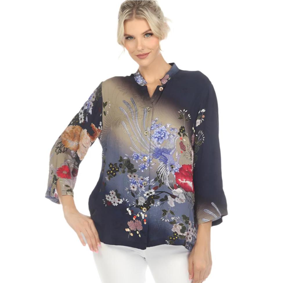 Citron Floral Ombre Print Blouse - 1213GOH – Shop My Fair Lady