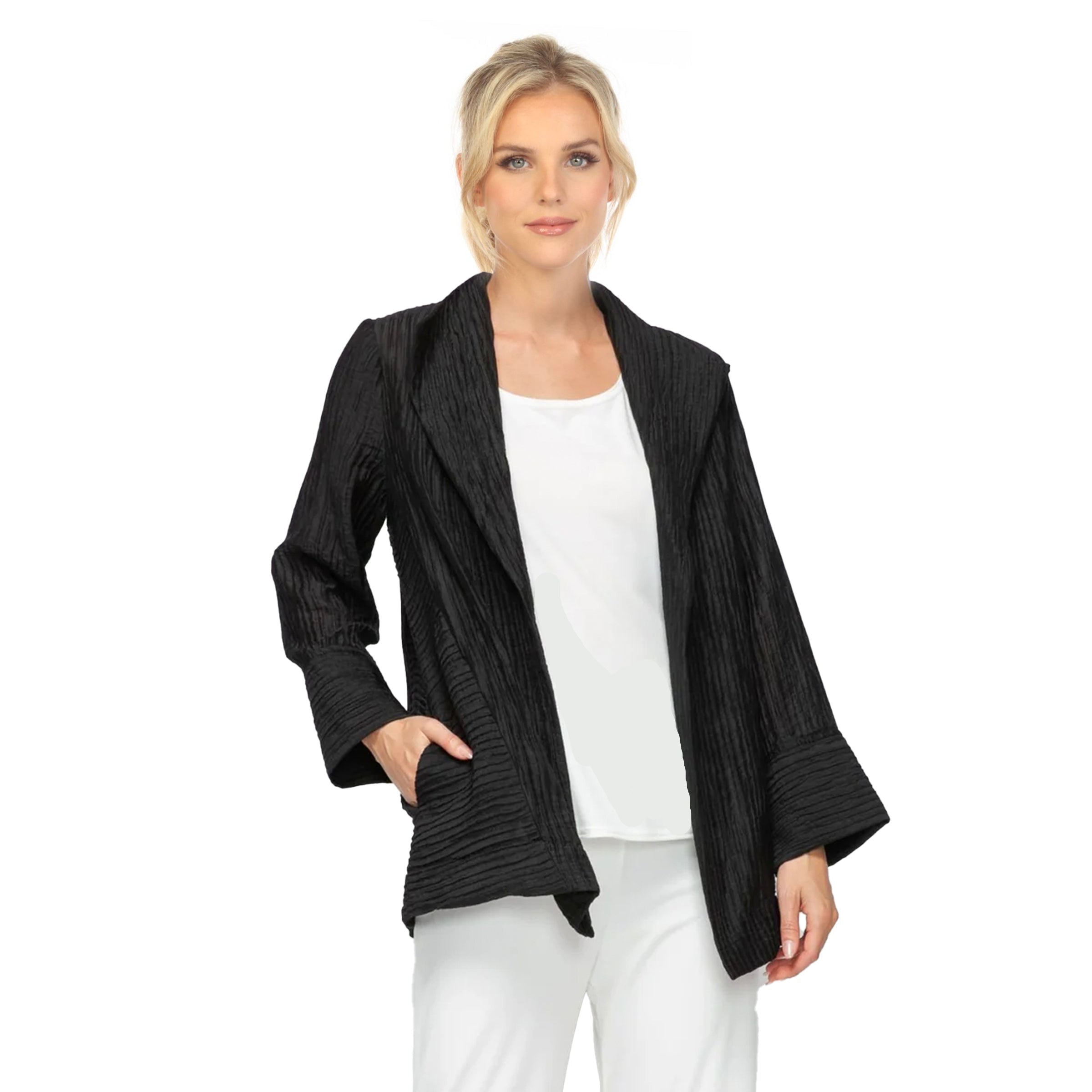 Textured Stripe Easy Open Front Jacket in Black - 6831J-BLK – Shop My ...