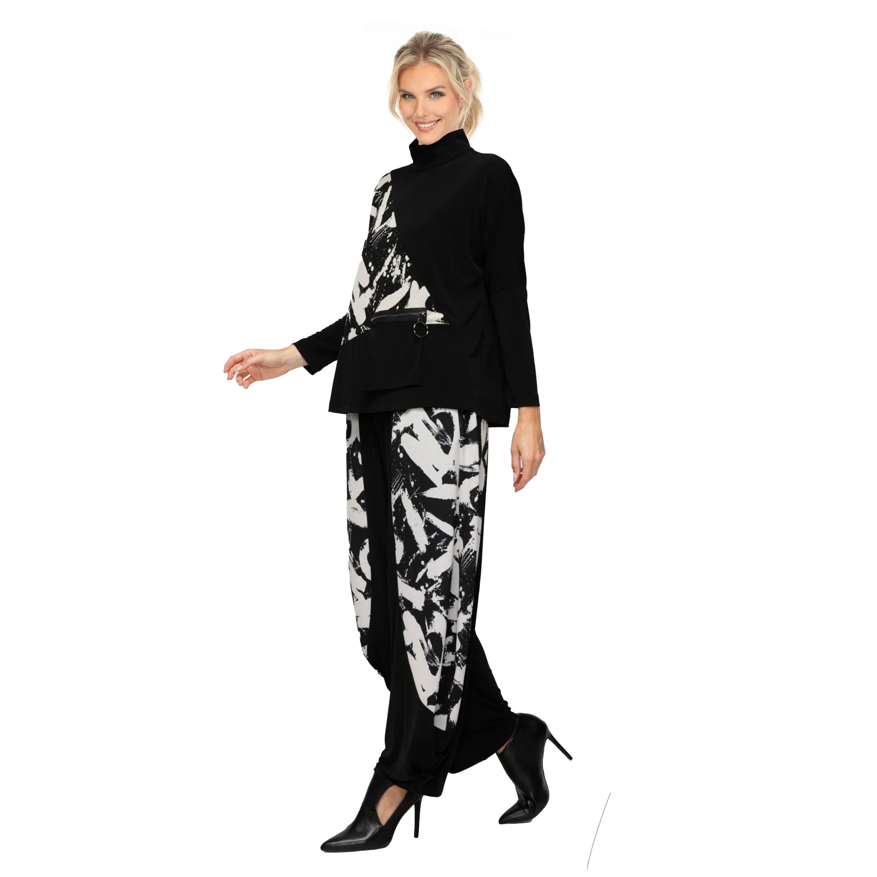 Colorblock Print Harem Pant in Ivory/Black - 7391P-IVO – Shop My Fair Lady
