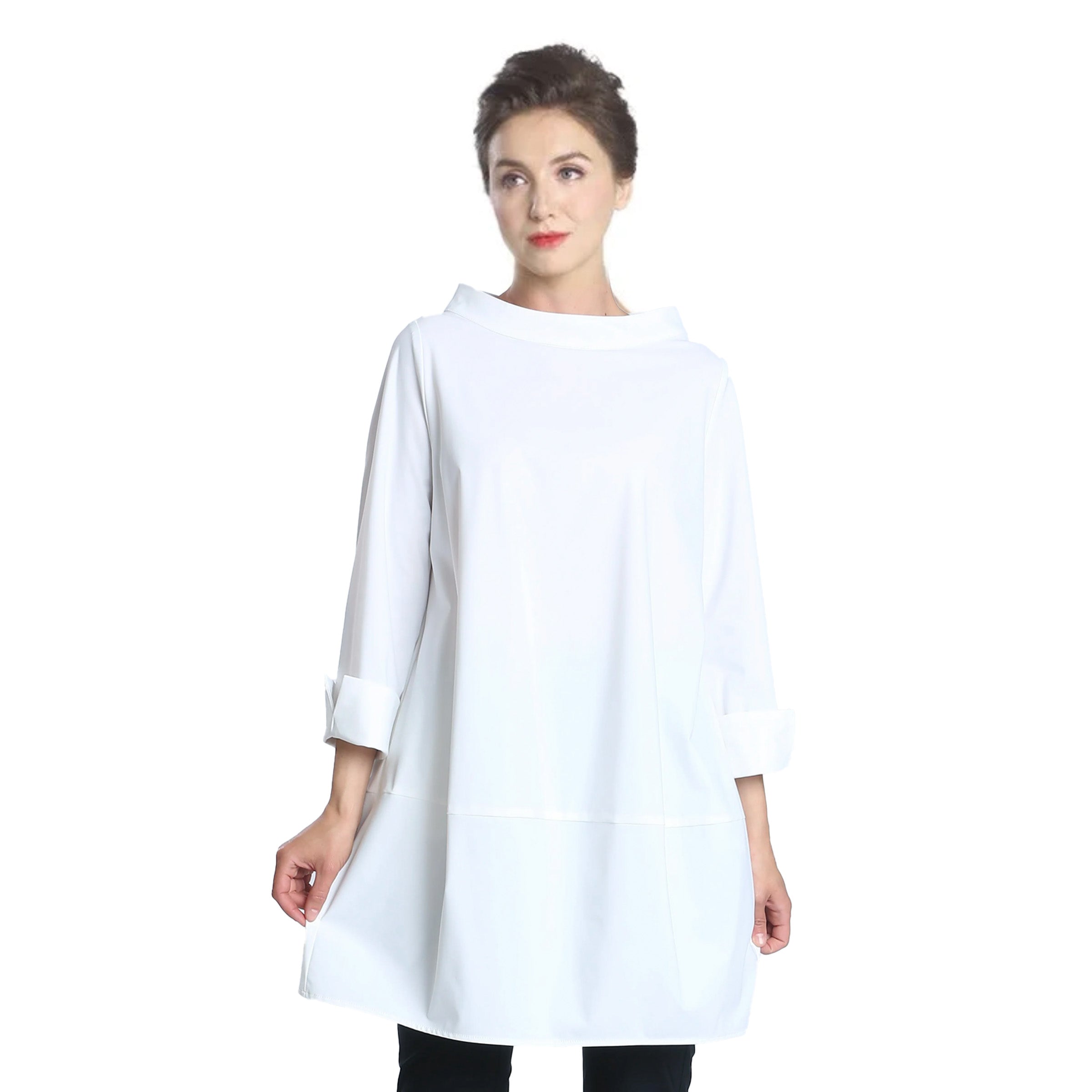 IC Collection Bateau-Neck Pocket Tunic in White - 3226T-WT – Shop My ...