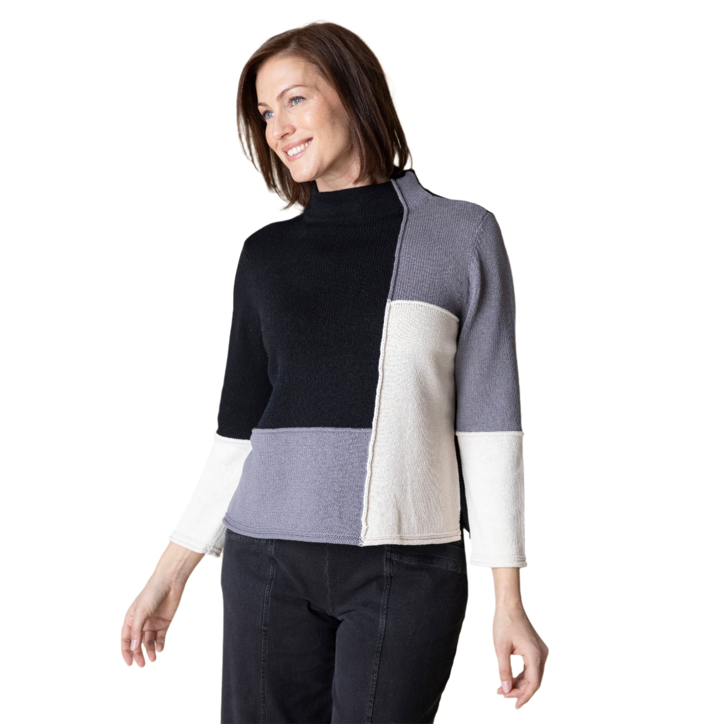 "Yin Yang" Colorblock Funnel Neck Pullover - 81254 – Shop My Fair Lady