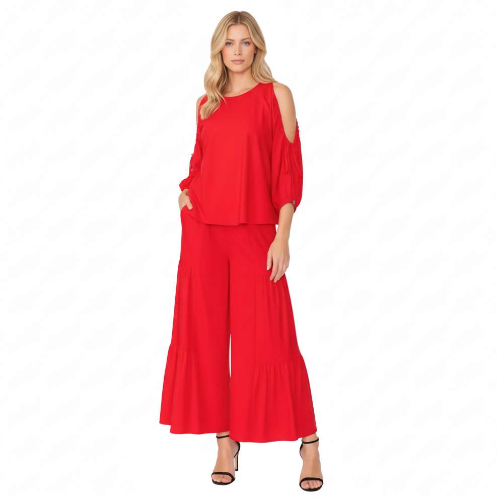 Flowing Wide Leg Pant in Red - 7632P-RD – Shop My Fair Lady