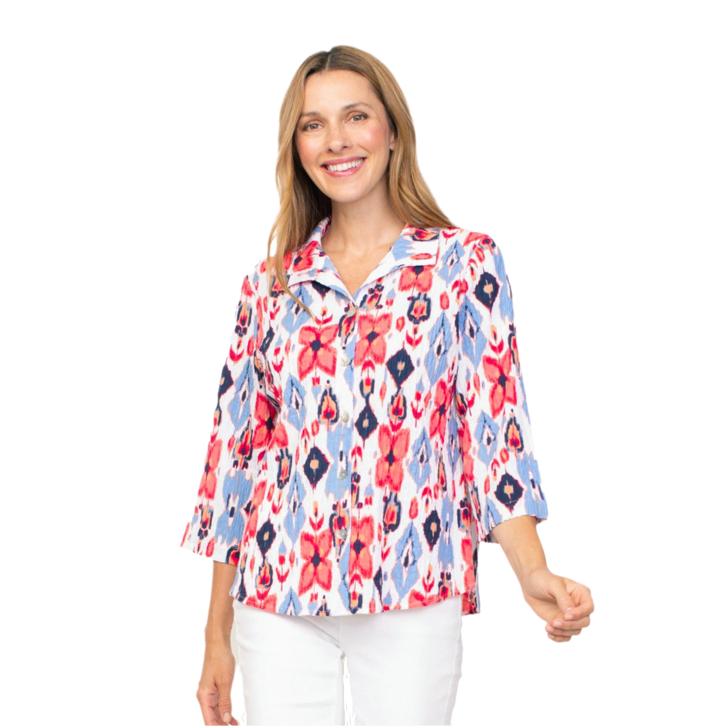 Ikat Print Shirt in Melon/Multi - 40938-MLN – Shop My Fair Lady