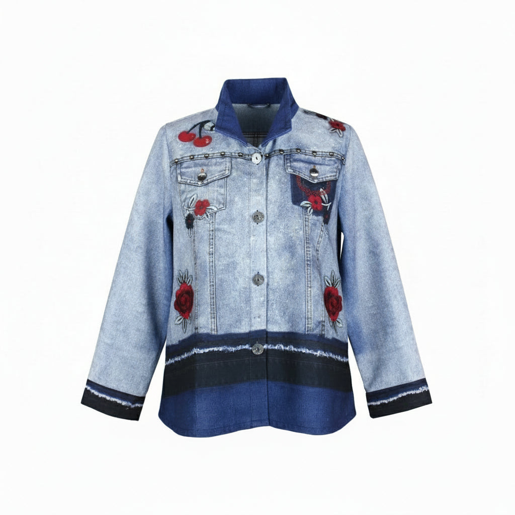 Ombre Denim Print Jacket in Blue - 5031 – Shop My Fair Lady