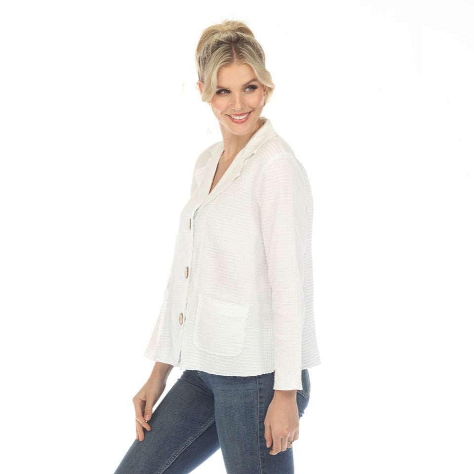 Lightweight Cotton Waffle Jacket With Pockets in White - FW155-WHT ...