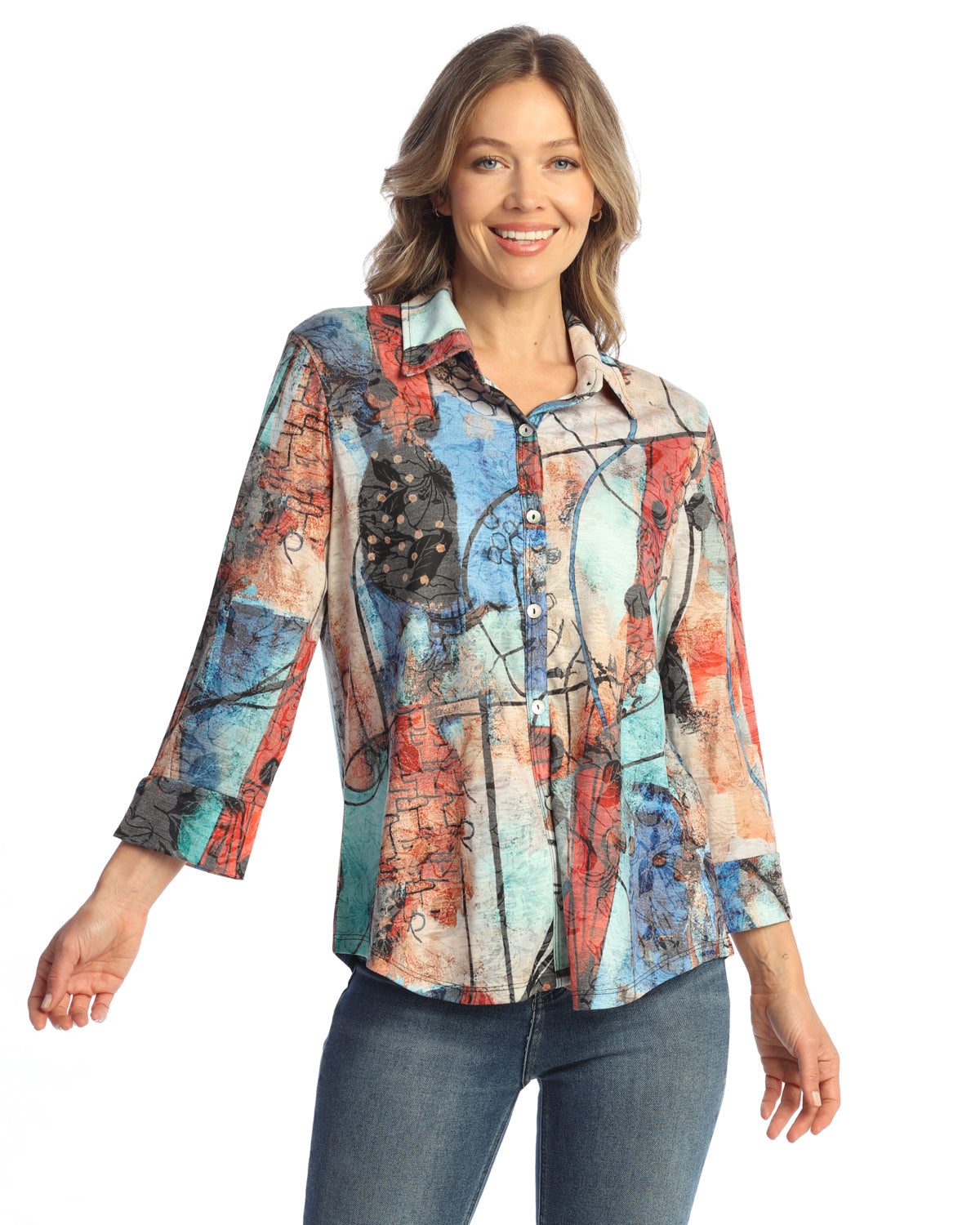 "Vogue" Button Down Shirt with 3/4 Cuff Sleeve - SG1-2129 – Shop My ...
