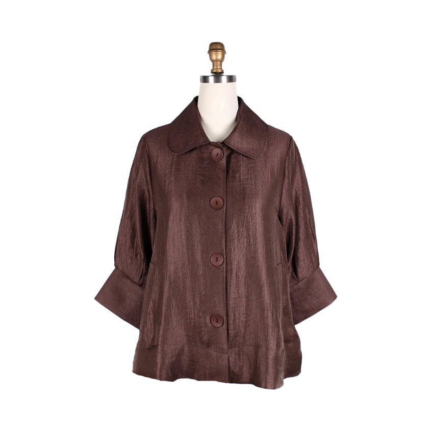 Damee Button Front Short Swing Jacket in Espresso - 4741-ESP – Shop My ...