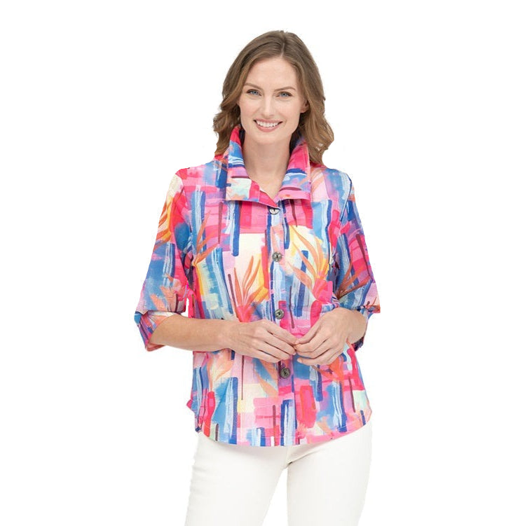 Damee Abstract High-Low Blouse in Vivid Pastels - 7099-PNK – Shop My ...